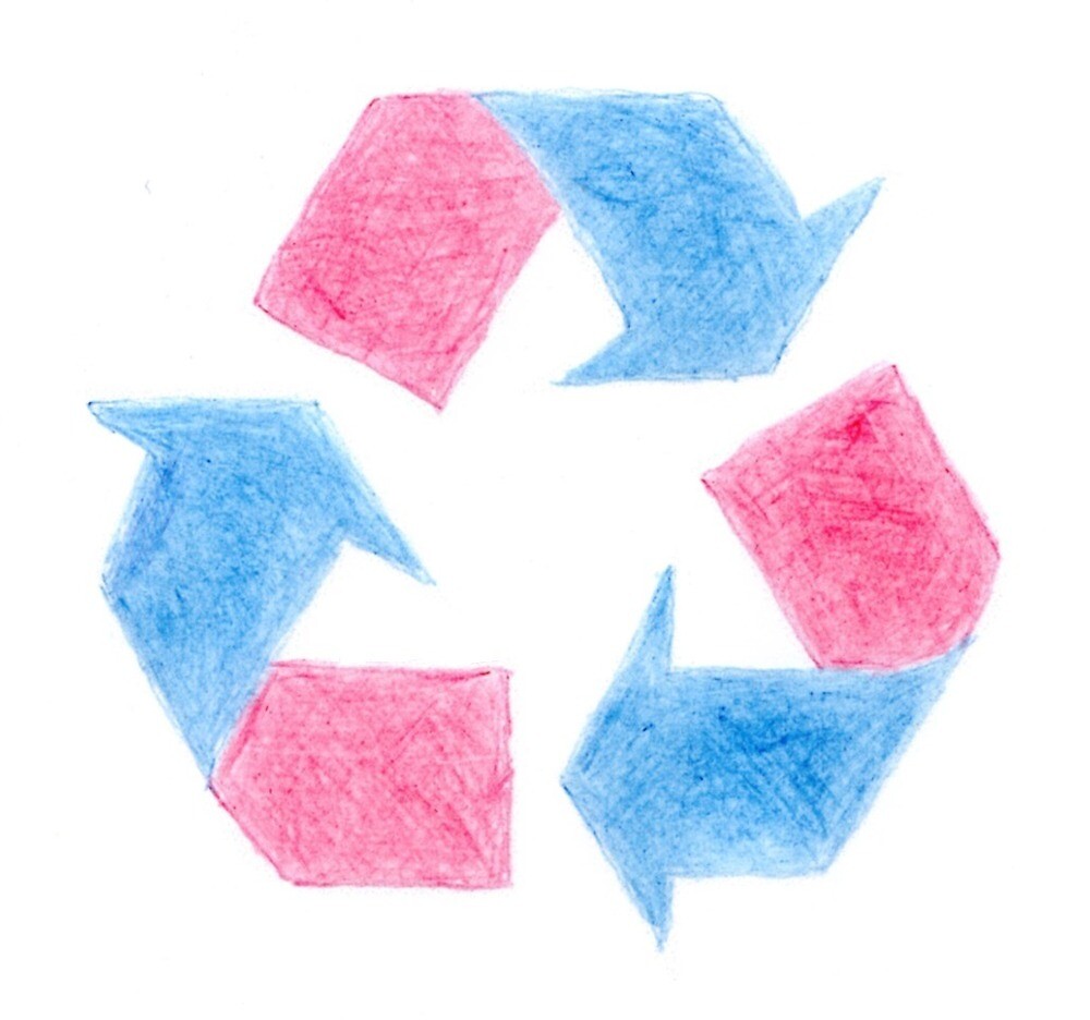 "Recycle Symbol in Pink and Blue" by TimothyDarius | Redbubble