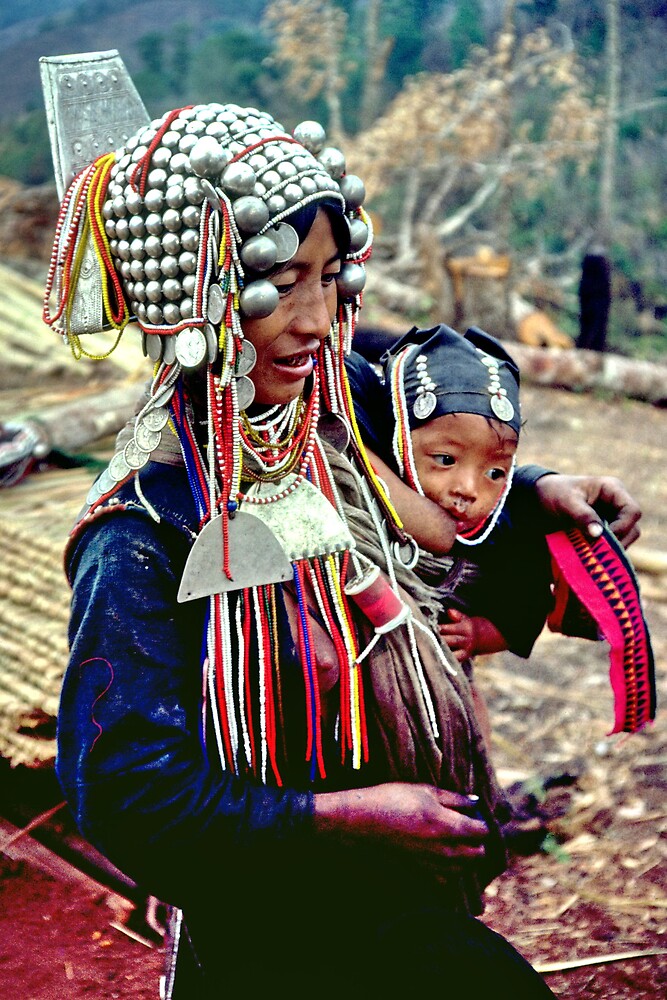 "Akha mother with baby" by John Spies | Redbubble