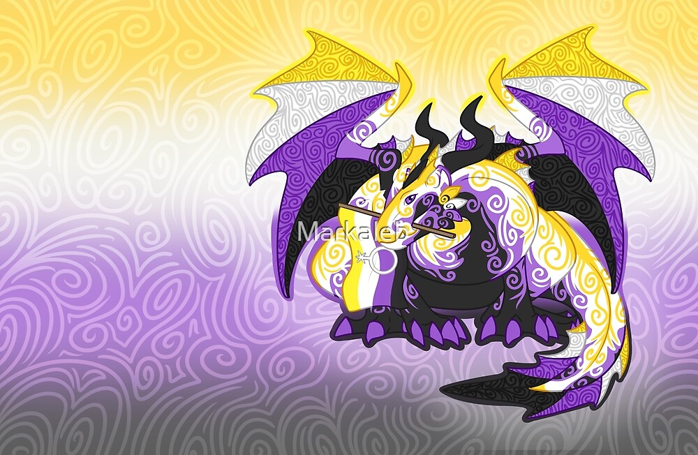 "Non-binary pride dragon" by Markaleb | Redbubble