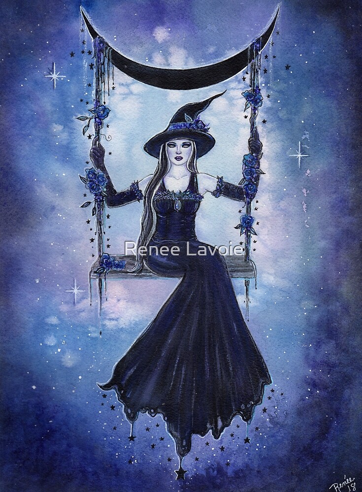 "Moon swing witch art by Renee Lavoie" by Renee Lavoie | Redbubble