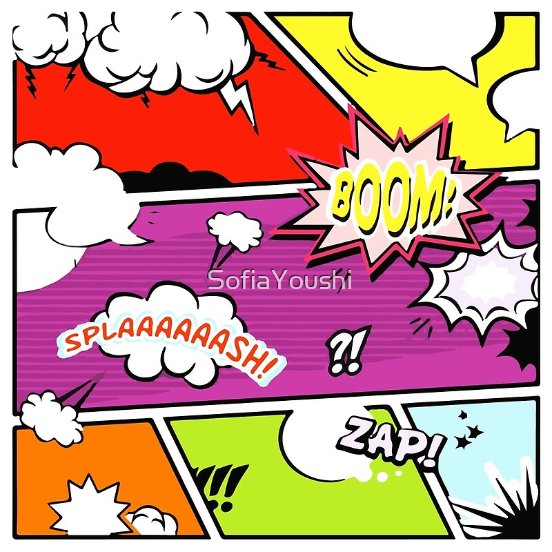 "onomatopoeia boom zap splash pop art comic book " by SofiaYoushi ...