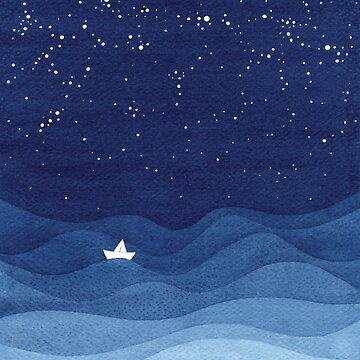 "blue ocean waves, sailboat ocean stars" Poster for Sale by VApinx ...