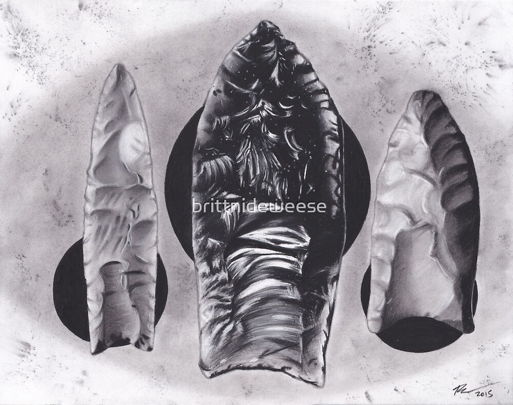 "Realism Charcoal Drawing of Arrow Heads" by brittnideweese | Redbubble