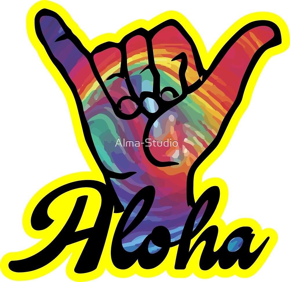 "Aloha , Shaka Hands, Aloha sticker" by Alma-Studio | Redbubble