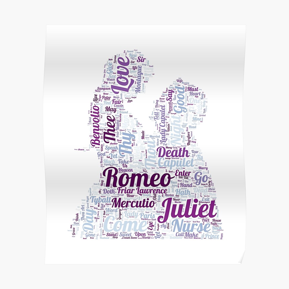 "Shakespeare's Romeo and Juliet Word Art" Poster by AmyOlsen | Redbubble