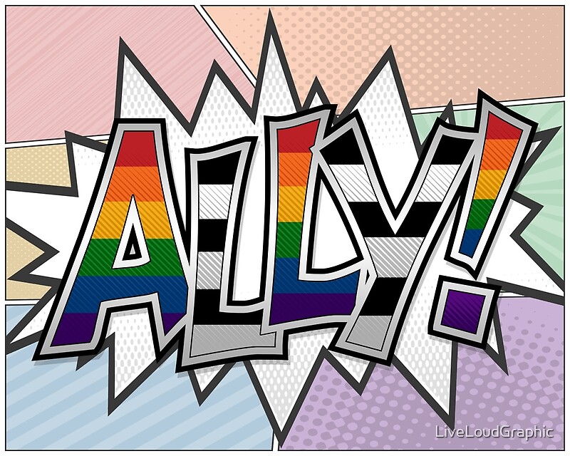 "Halftone LGBT Ally Typography" by LiveLoudGraphic | Redbubble