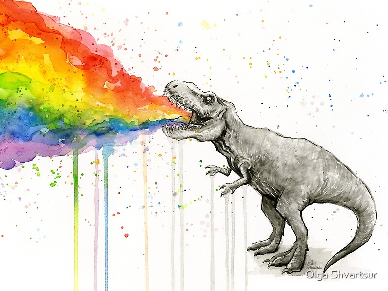 "T-Rex Puking Rainbow Taste the Rainbow" by Olga Shvartsur | Redbubble