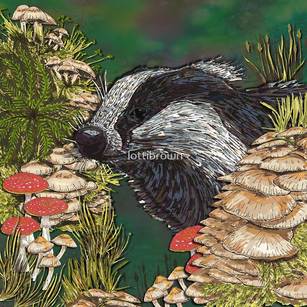 "Badger Woodland Walk" by lottibrown | Redbubble