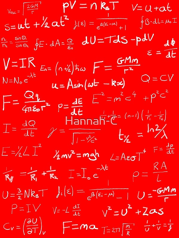 "Physics - handwritten - red" by Hannah-C | Redbubble