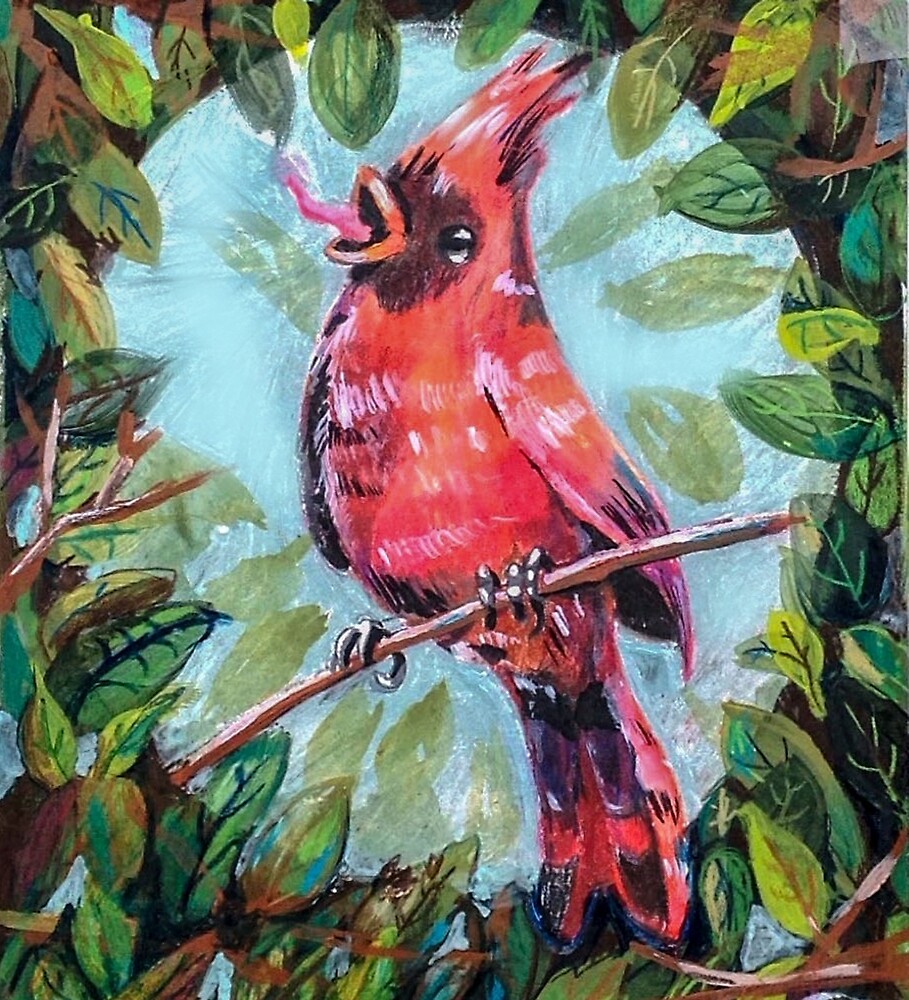 "Cardinal In a Tree " by Peppypixel | Redbubble
