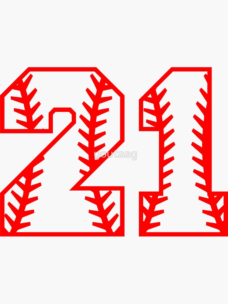 "Baseball Number 21" Sticker by youtaag | Redbubble