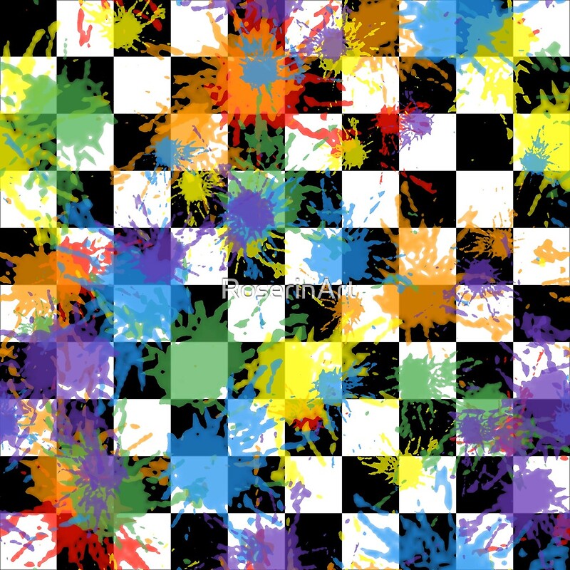 "Splatter Paint Checkered Pattern" by RoserinArt | Redbubble