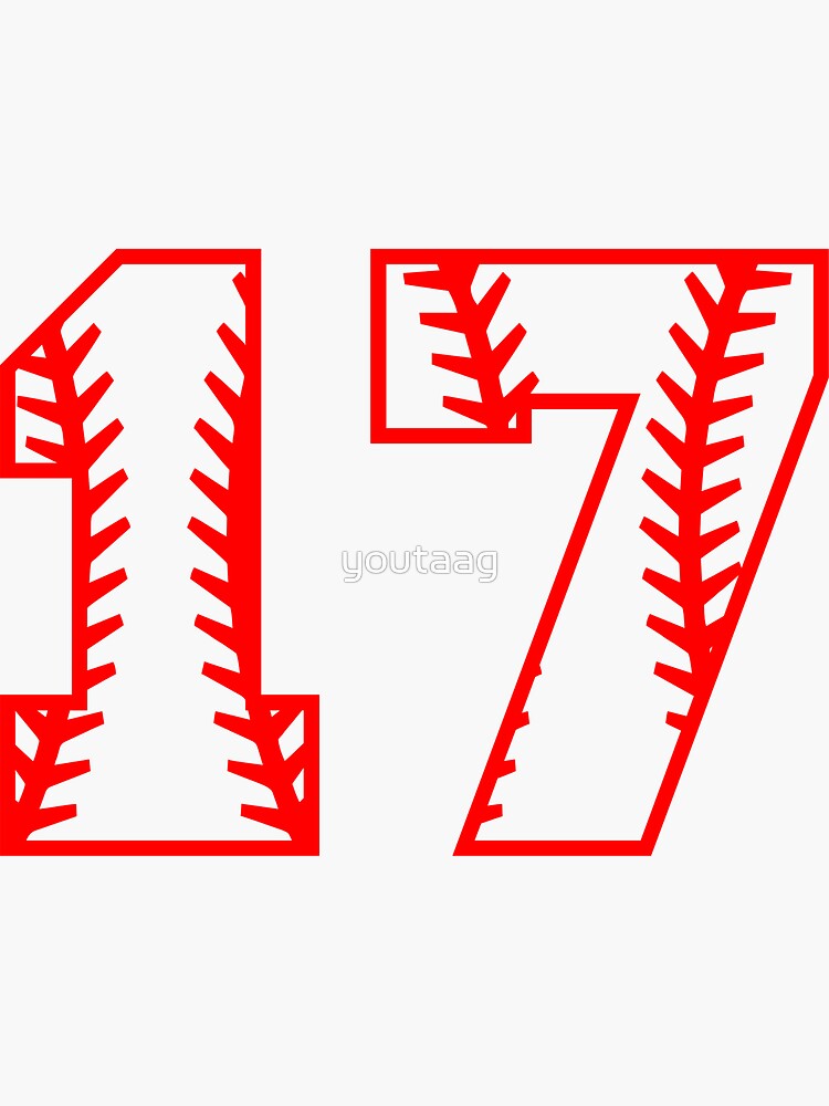 "Baseball Number 17" Sticker by youtaag | Redbubble