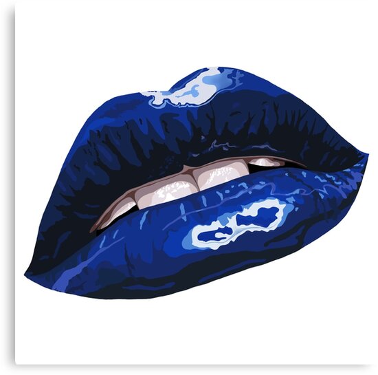 "Blue Layered Graphic Lips" Canvas Print by SarahsArt1 | Redbubble