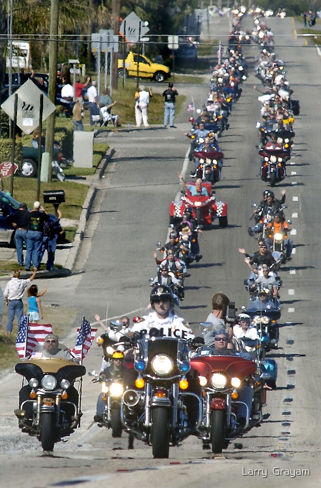 "Motorcycle parade" by Larry Grayam | Redbubble