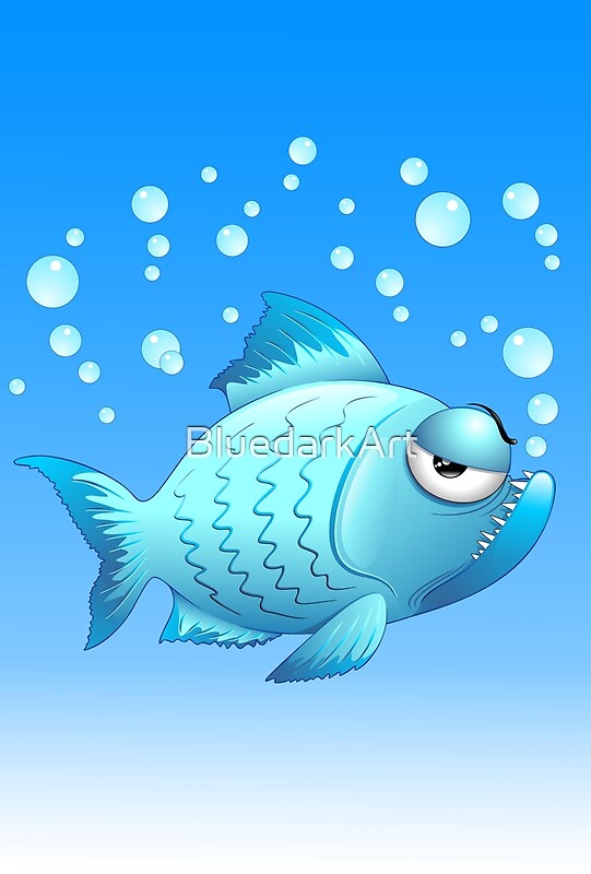 "Grumpy Fish Cartoon" by BluedarkArt | Redbubble