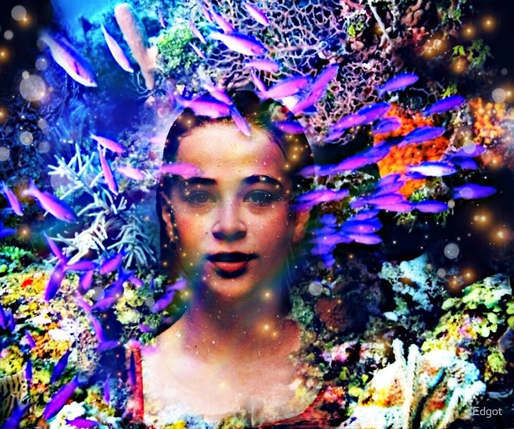 "Mermaid, fish aqua coral reefs ocean life" by Edgot Emily Dimov ...
