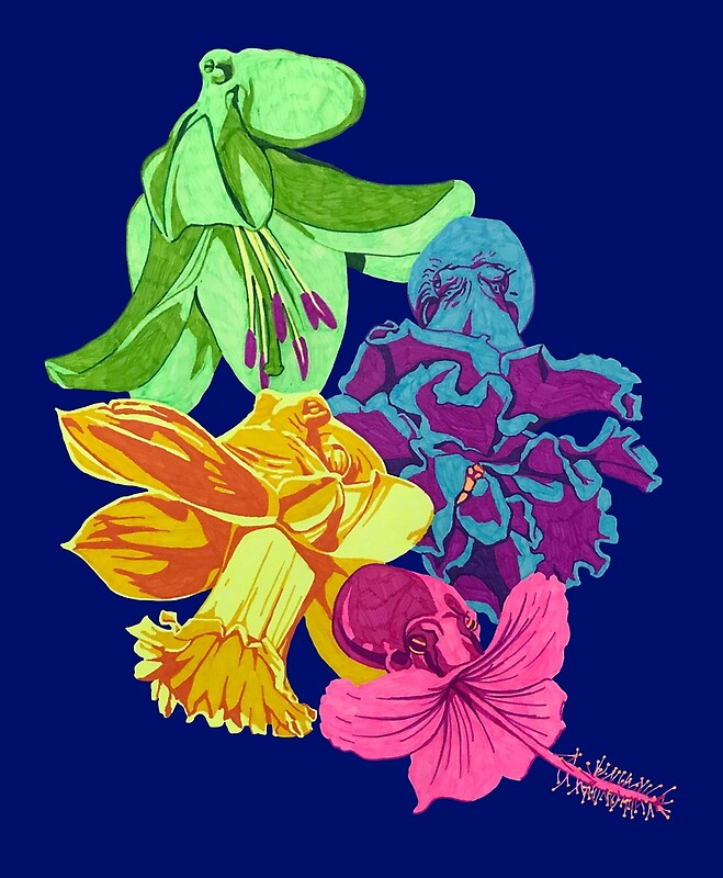 "Octopus Flower Garden" by RaLiz | Redbubble