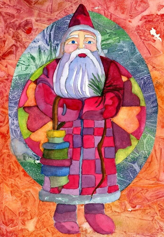 "Patchwork Santa" by annecr | Redbubble