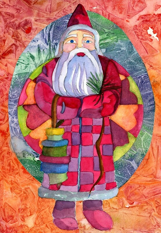 "Patchwork Santa" by annecr | Redbubble