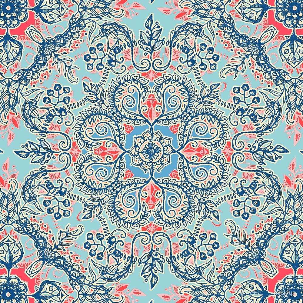 "Gypsy Floral in Red & Blue" by micklyn | Redbubble