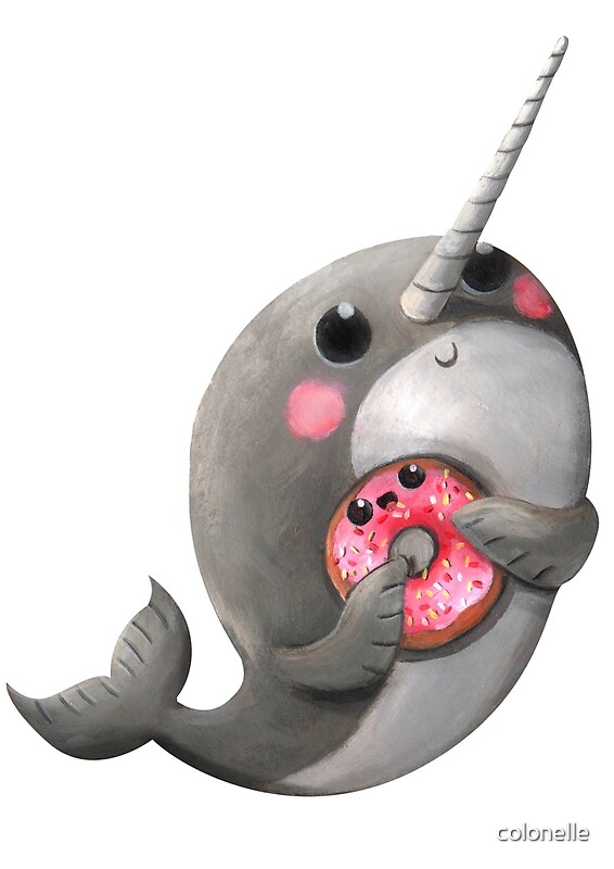 "Cute Narwhal with donut" by colonelle | Redbubble
