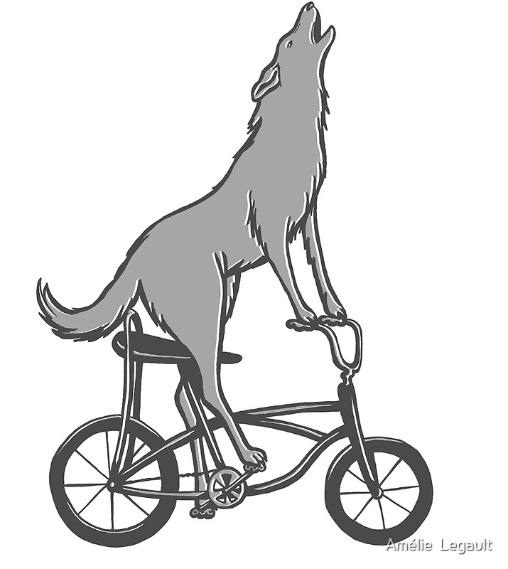 "Wolf on bike " by Amélie Legault | Redbubble