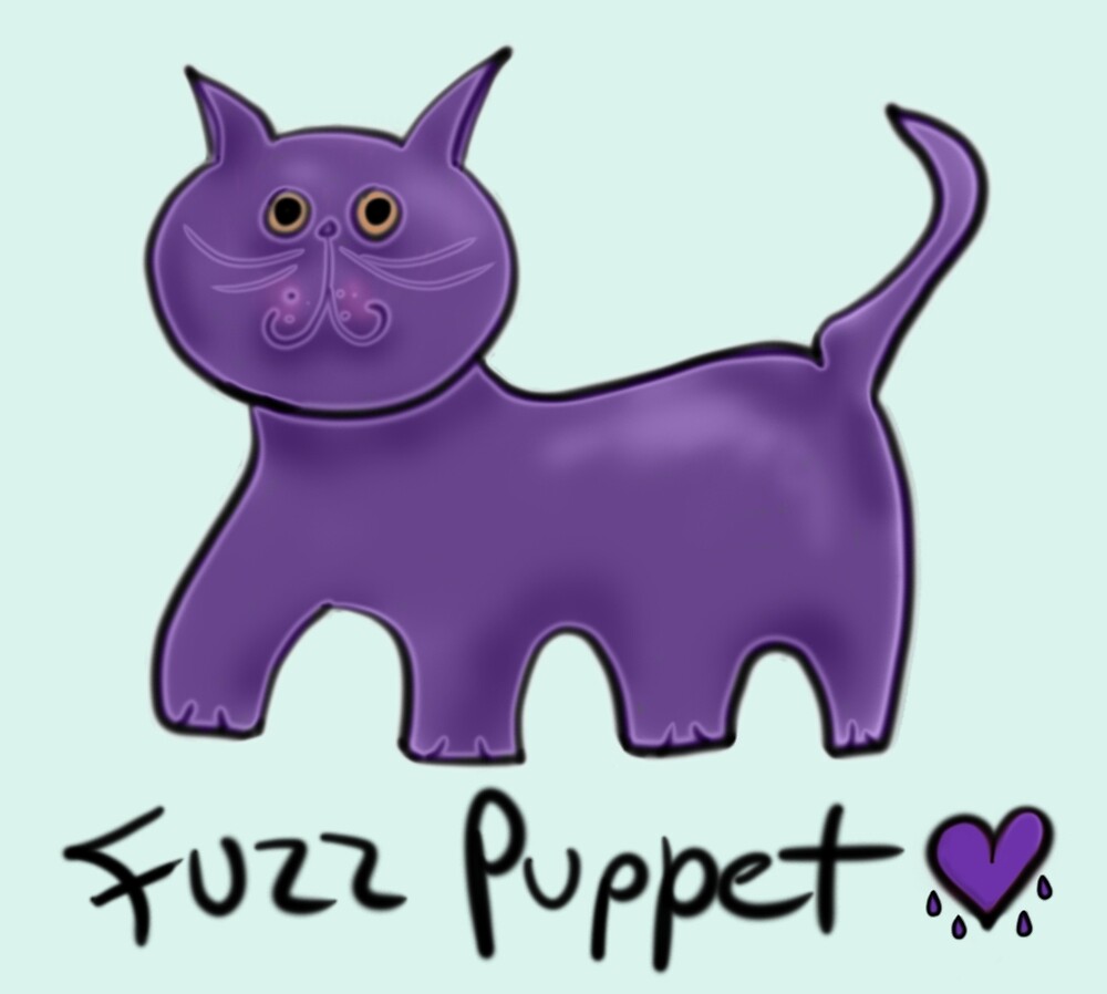 "Cute Cat Fuzz Puppet [Bleeding Purple Edition]" by meriamber | Redbubble
