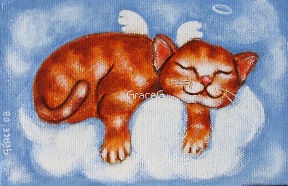 Angel Cat on Cloud”" by GraceG | Redbubble