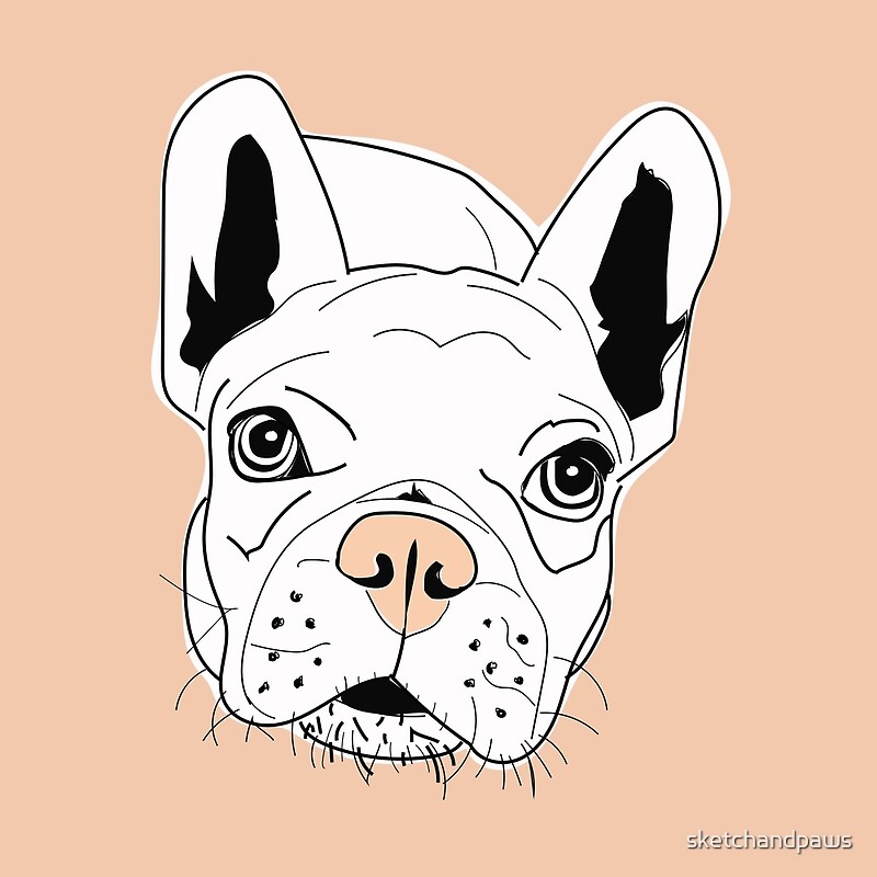 "Frenchie Dog Face (peach)" by sketchandpaws | Redbubble