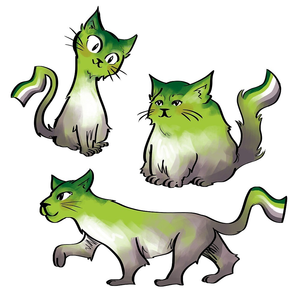 "Aromantic Cat Stickers" by suntails | Redbubble