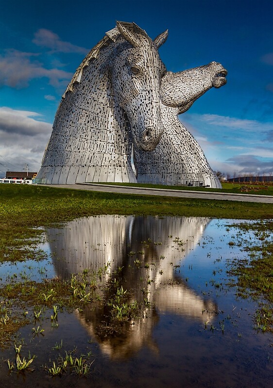 "The Kelpies, a reflection following the rain." by DerickGray | Redbubble
