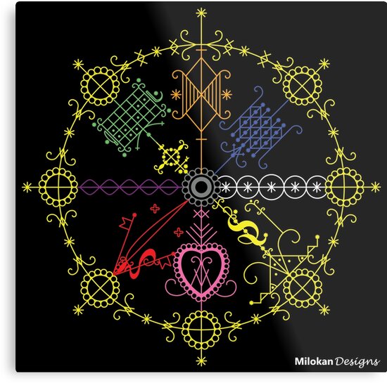 "Milokan vèvè Koulè (colored)" Metal Prints by Milokan Designs | Redbubble