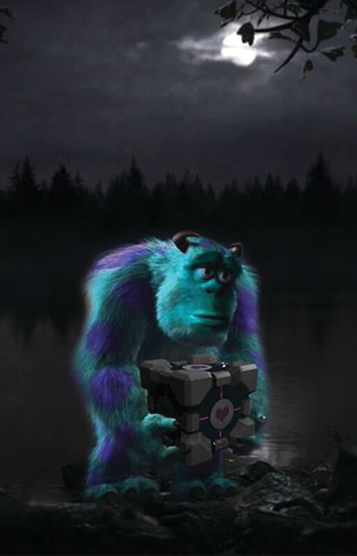 "Sully and Companion Cube" by Baxy1080 | Redbubble