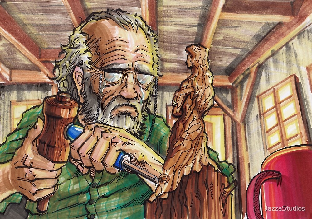 An Old Sculptor With A Chisel By JazzaStudios Redbubble an-old-sculptor-with-a-chisel-by-jazzastudios-redbubble