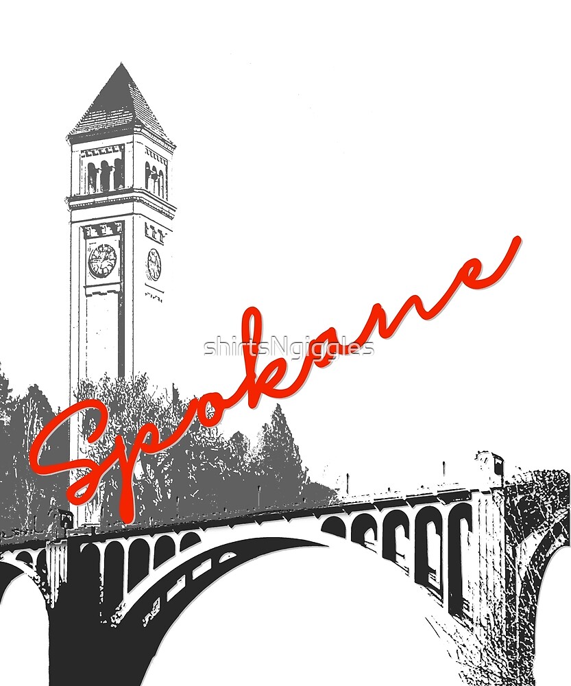 "Spokane Clock Tower Monroe Street Bridge" by shirtsNgiggles | Redbubble