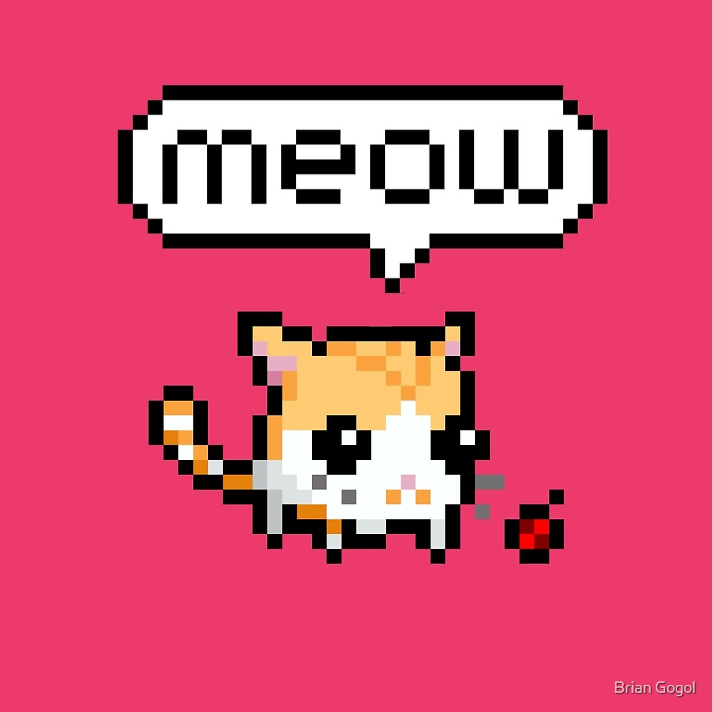 "Cute Kitten Pixel Art" by Brian Gogol | Redbubble