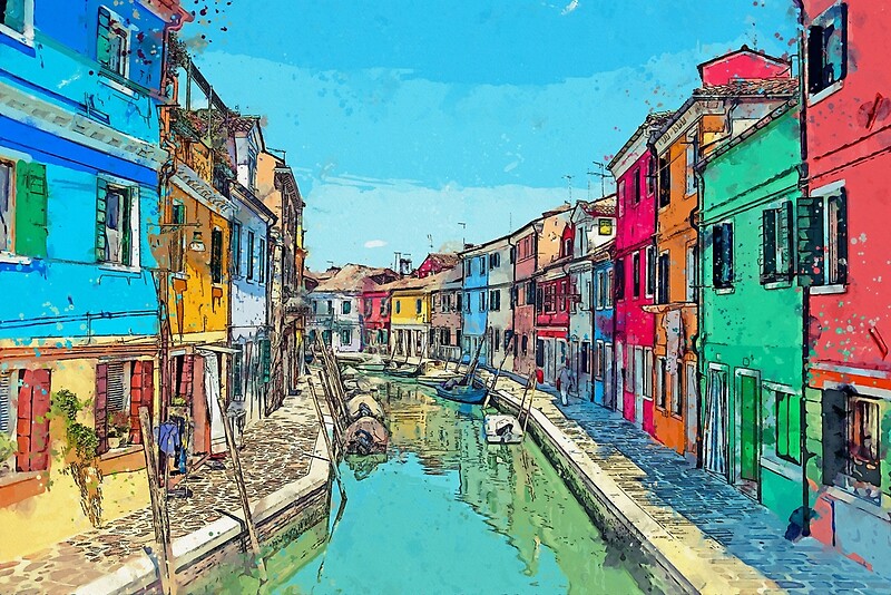 "Burano Sketch" by Kay Brewer | Redbubble