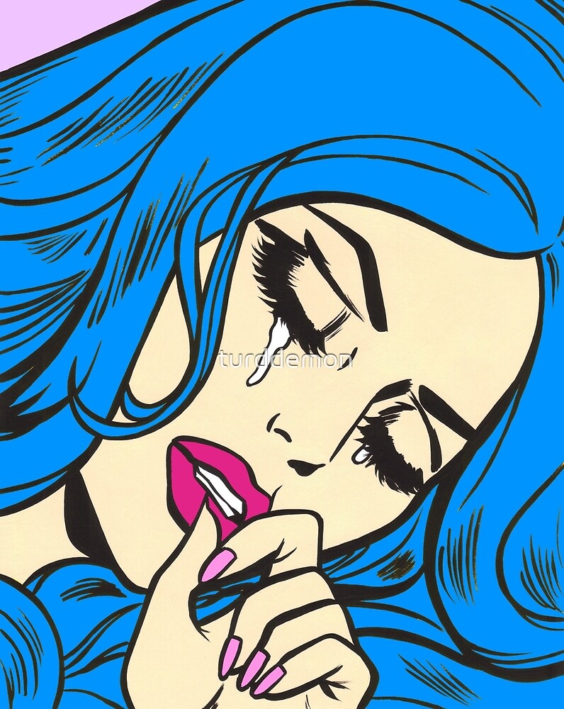 "Blue Hair Crying Comic Girl" by turddemon | Redbubble