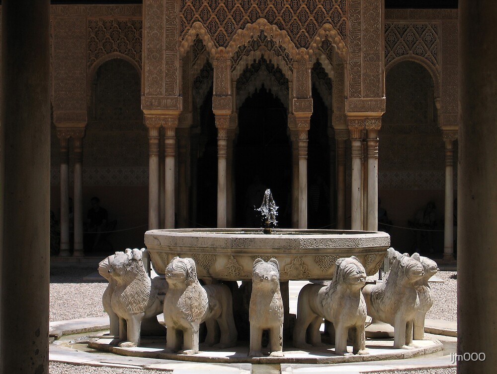 "Palace fountain within the Alhambra, Granada, Spain" by ljm000 | Redbubble