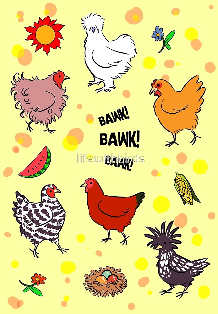 "Cute seamless chickens pattern cartoon" by lifewithbirds | Redbubble