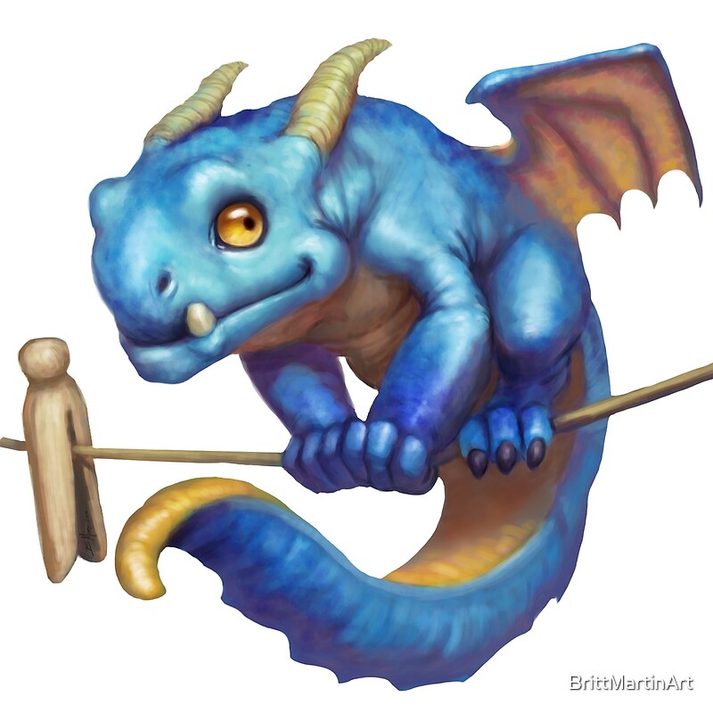 "Tiny Blue Dragon" by BrittMartinArt | Redbubble