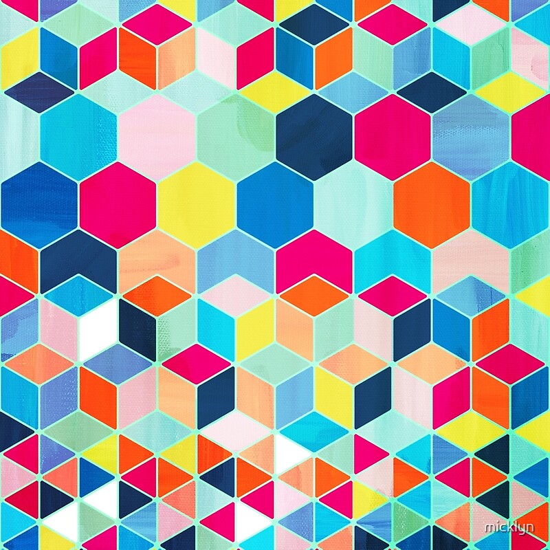 "Super Bright Color Fun Hexagon Pattern" by micklyn | Redbubble
