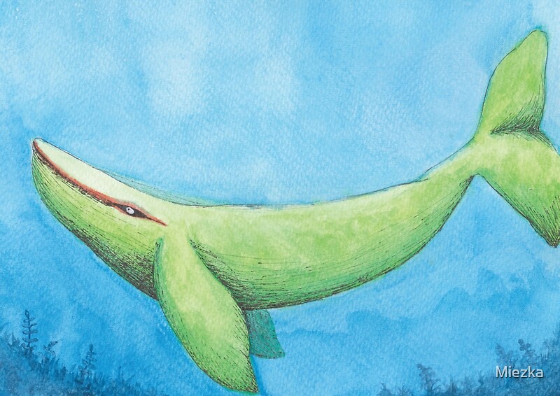 "The Green Whale" by Miezka | Redbubble