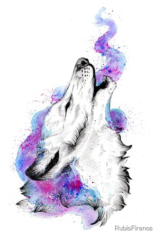 "Howling Galaxy Wolf" by RubisFirenos | Redbubble
