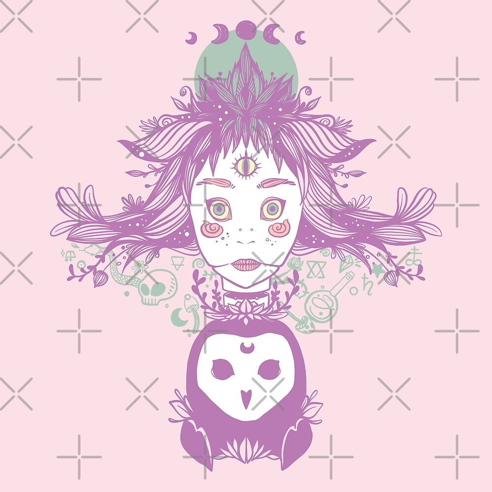 "Third Eye Witch With Owl Fantasy Art" by cellsdividing | Redbubble