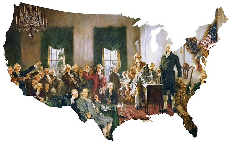 "USA MAP The Signing of the Constitution of the United States" by ...