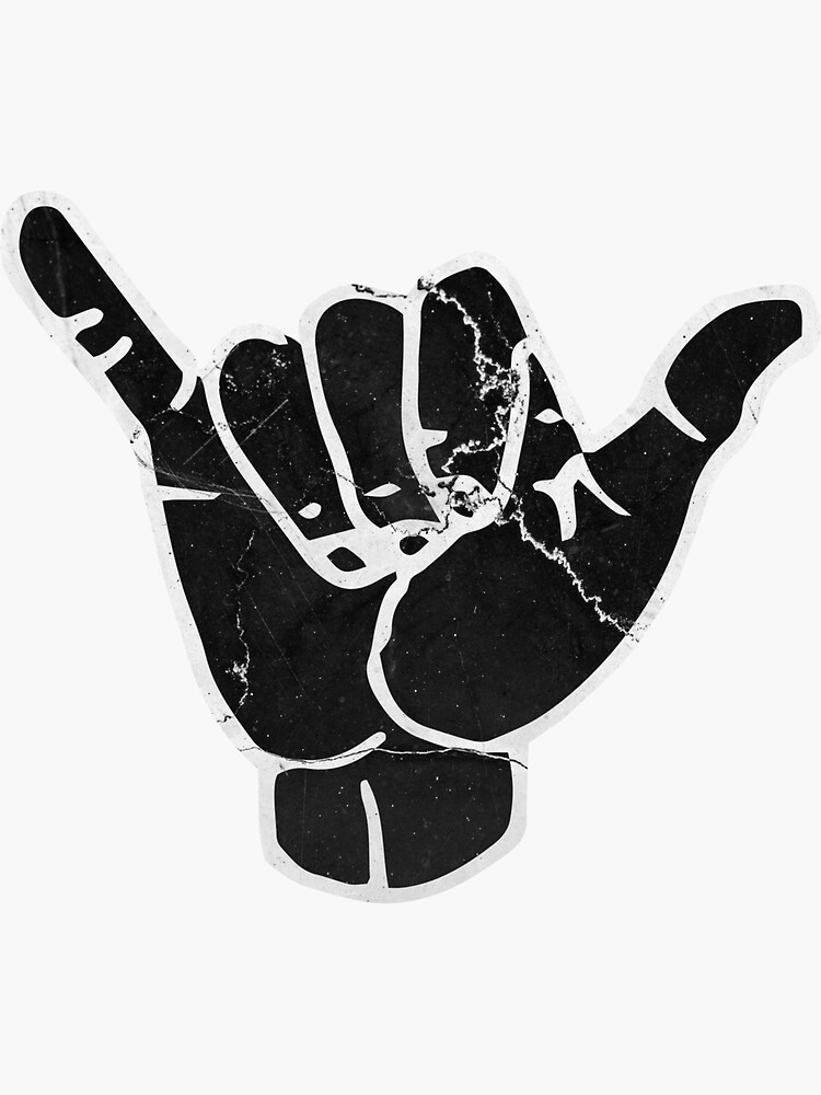 "Hang Loose - Cowabunga Hands, Black Marble" Sticker by cadinera ...
