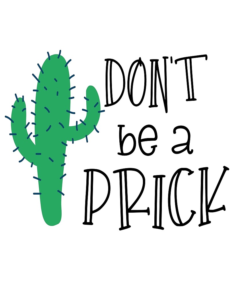 "Funny Cactus - Don't Be A Prick - Succulent, Sarcastic Rude, Cowgirl ...