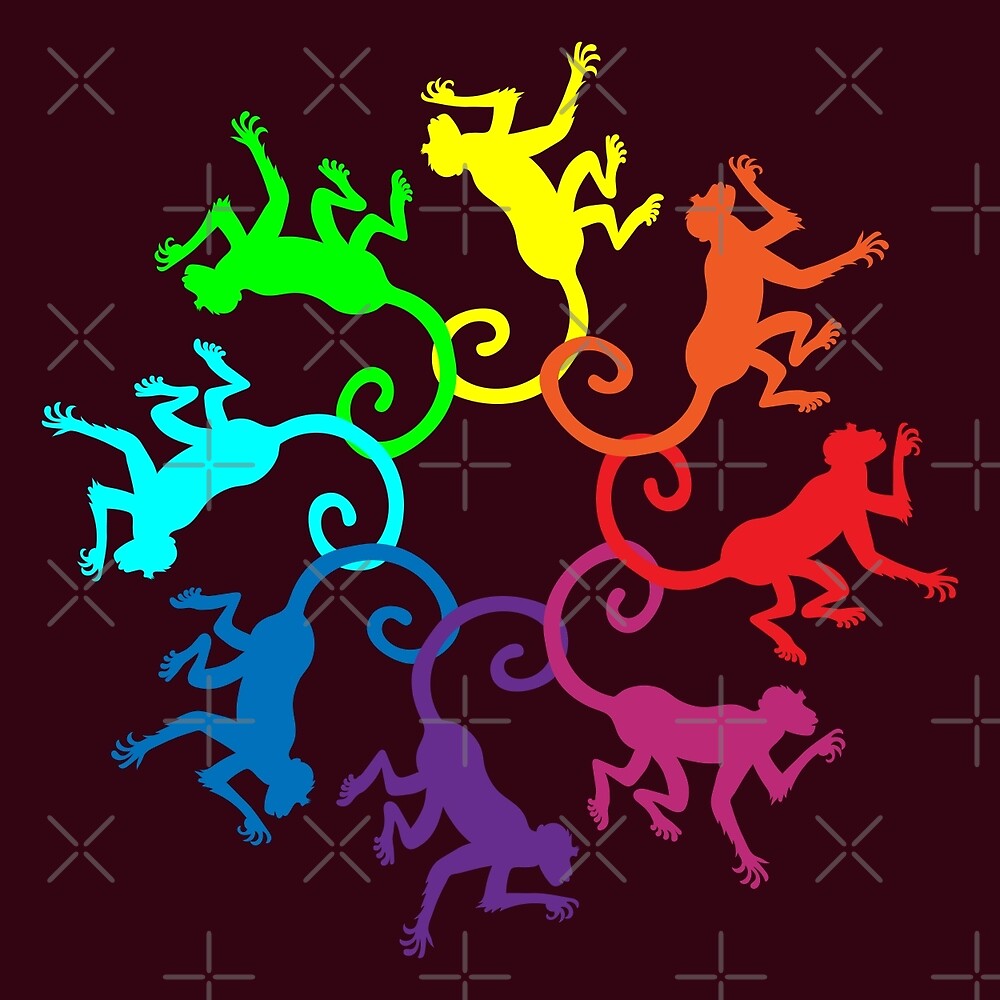"Color: Monkey Rainbow Pinwheel" by PepomintNarwhal | Redbubble